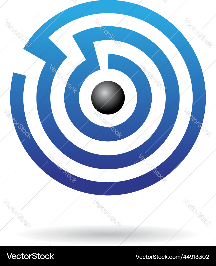 Blue and black abstract round maze logo icon Vector Image