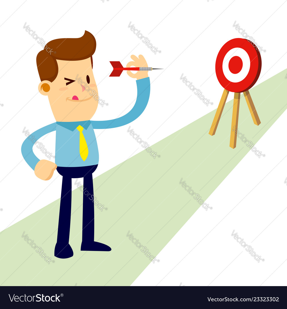 Businessman aiming for target with darts Vector Image