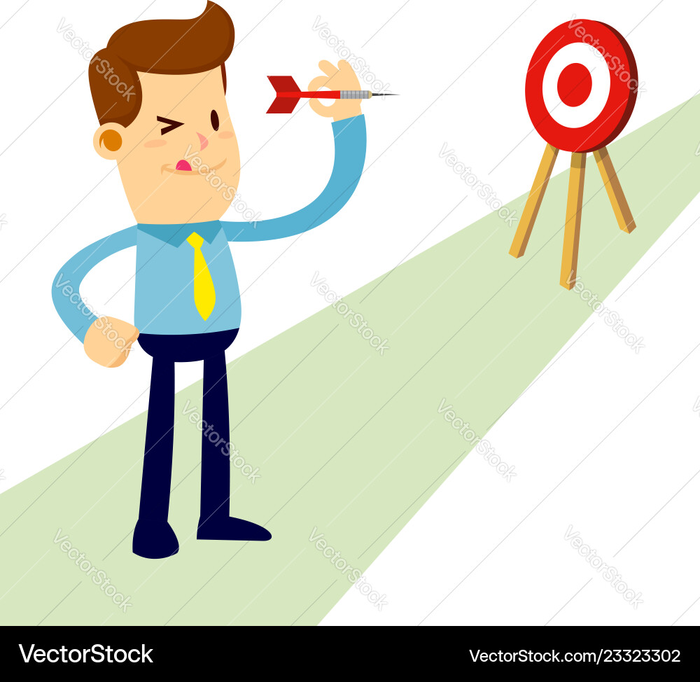 Businessman aiming for the target with darts Vector Image