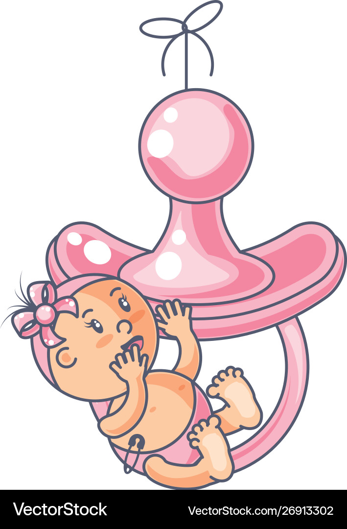 Cute baby girl with pacifier Royalty Free Vector Image