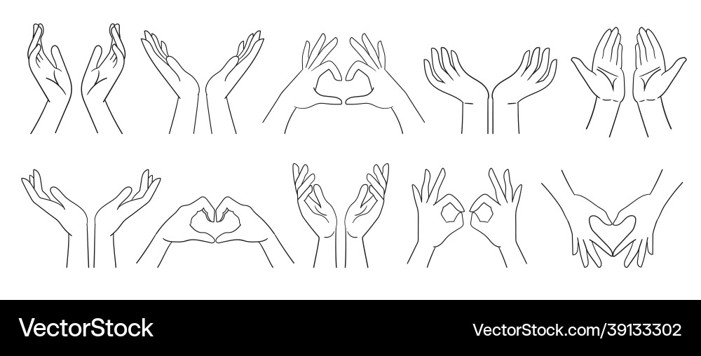 Designation of numbers with hands gestures Vector Image
