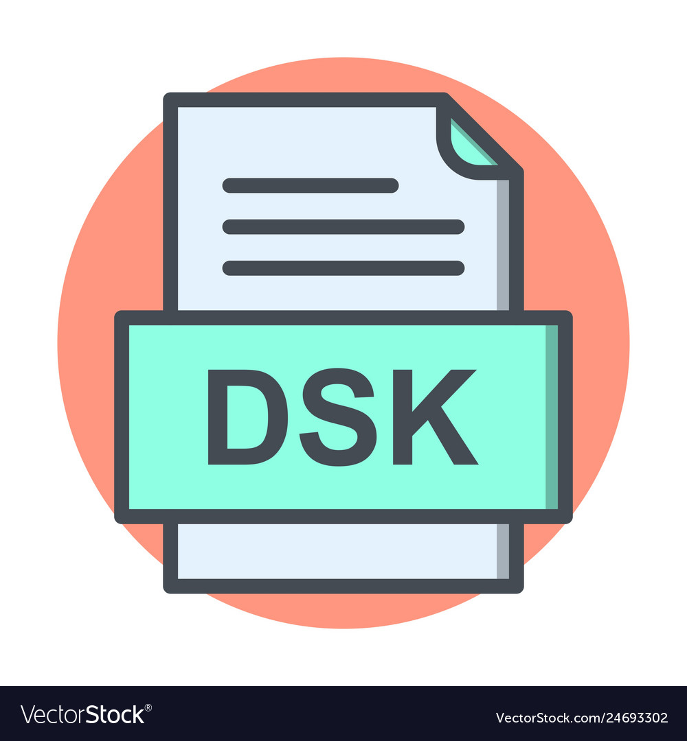 Dsk file document icon Royalty Free Vector Image