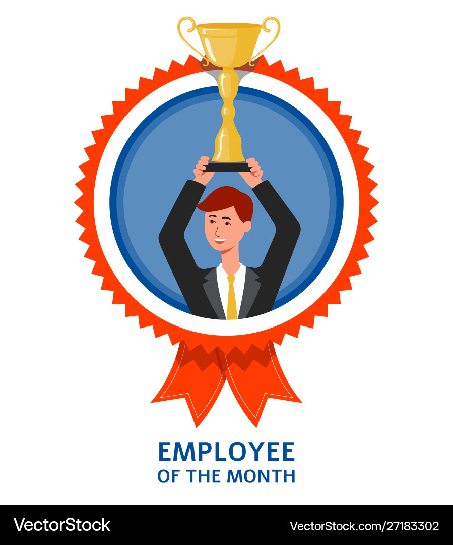 Employee month mark with businessman flat Vector Image