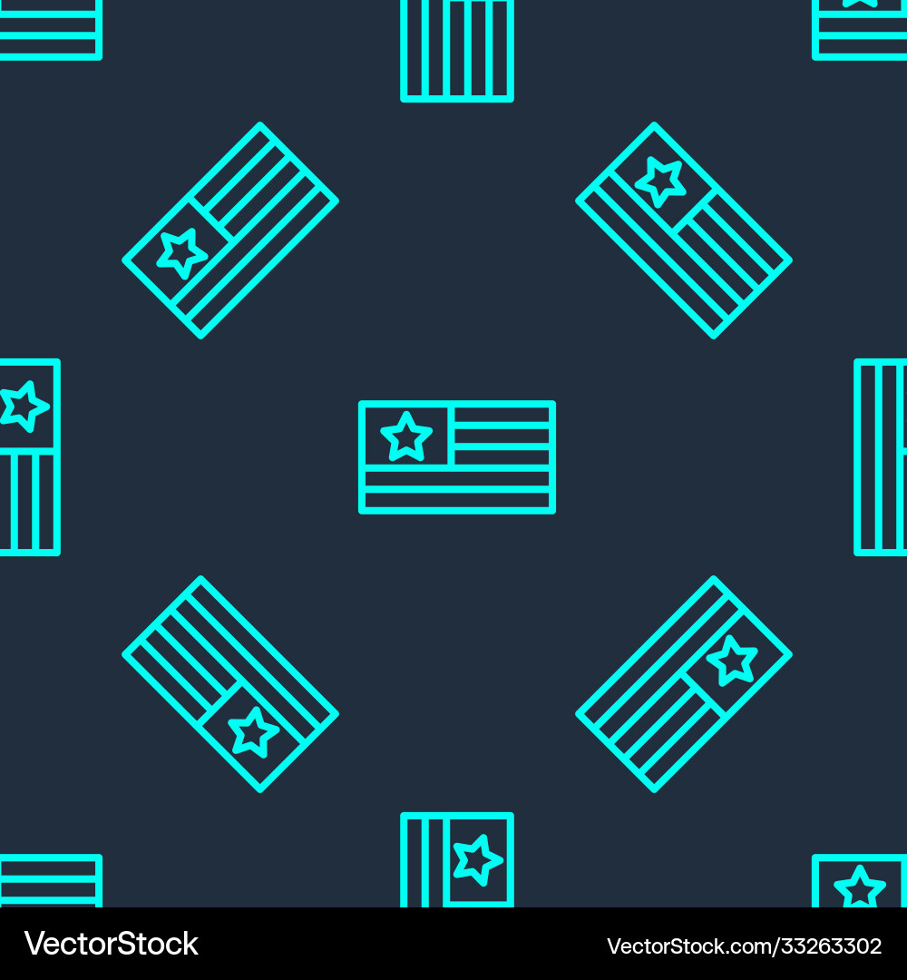 Green line american flag icon isolated seamless Vector Image