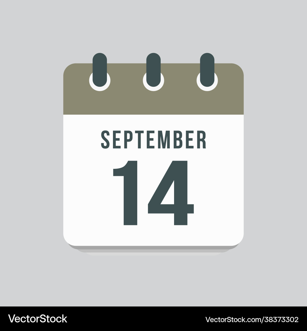 Icon day date 14 september template calendar page Vector Image