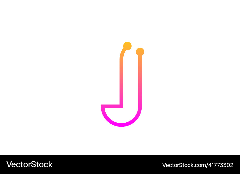 J pink alphabet letter icon logo design with dot Vector Image