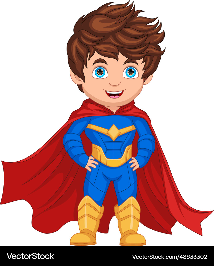 Little boy in superhero costume Royalty Free Vector Image
