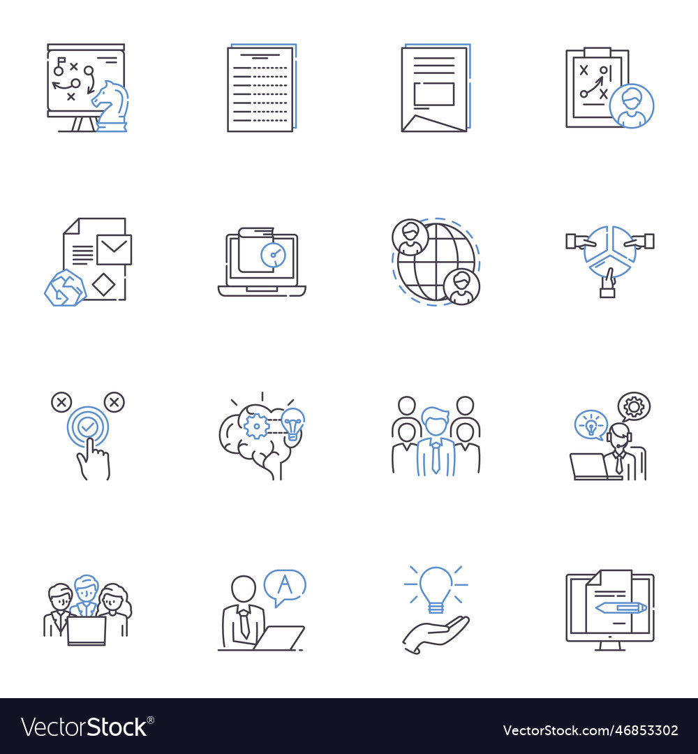 Media planning line icons collection strategy Vector Image Media planning line icons collection strategy Vector Image