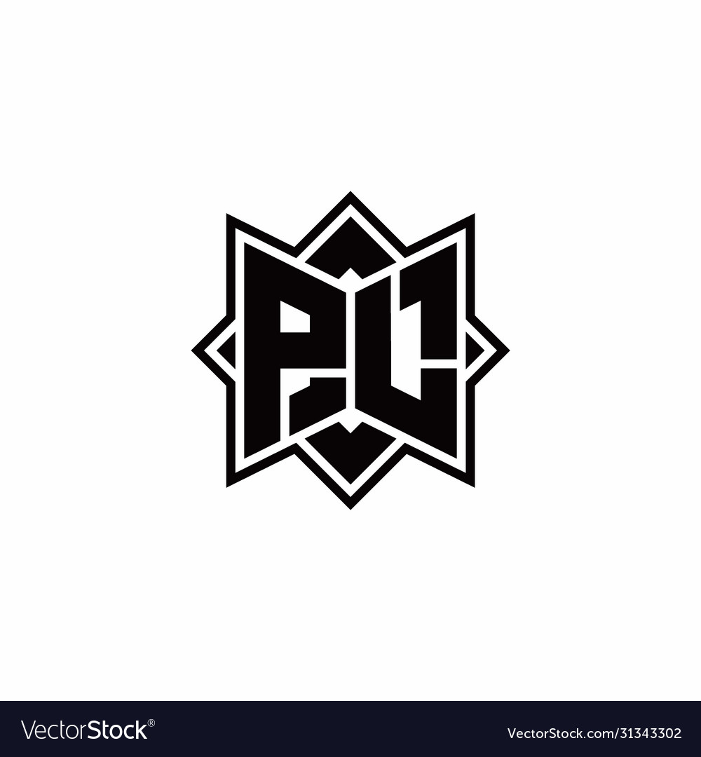 Pl monogram logo with square rotate style outline Vector Image