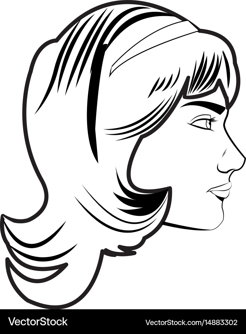 Pretty face woman hairstyle comic Royalty Free Vector Image