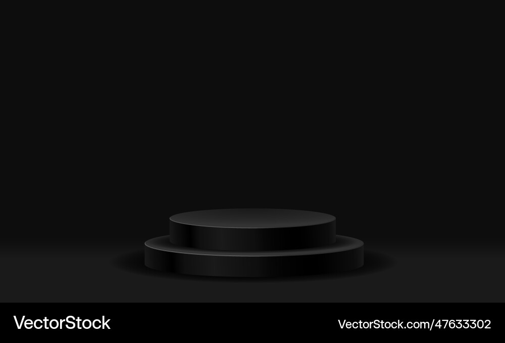 Realistic black step cylinder 3d room pedestal Vector Image