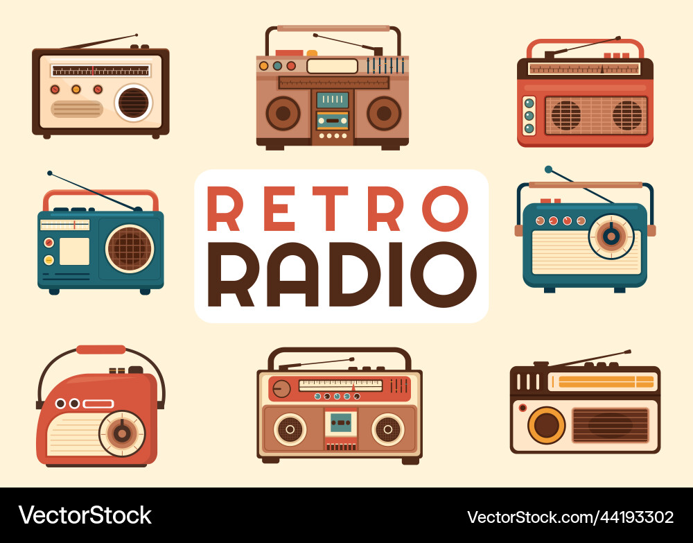 Retro radio player style for record old receiver Vector Image