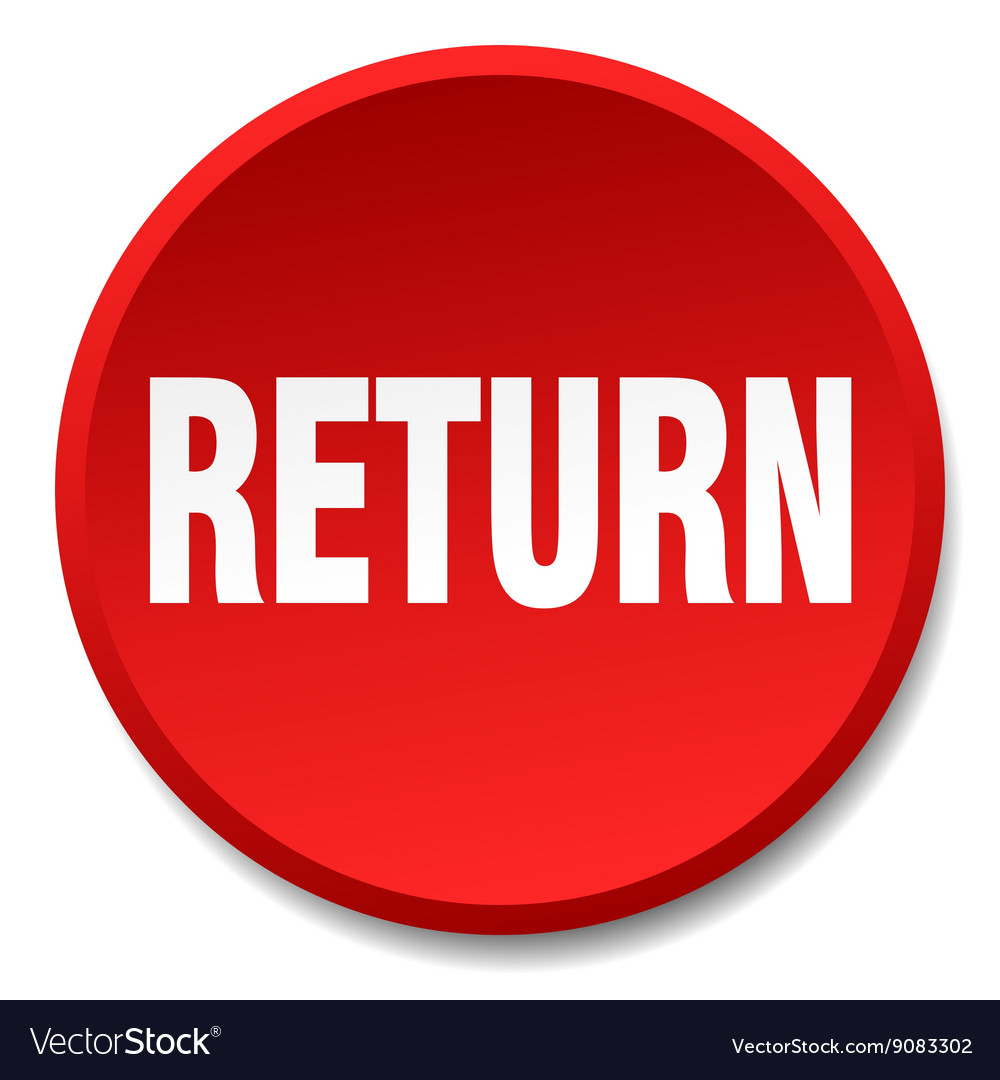 Return red round flat isolated push button Vector Image
