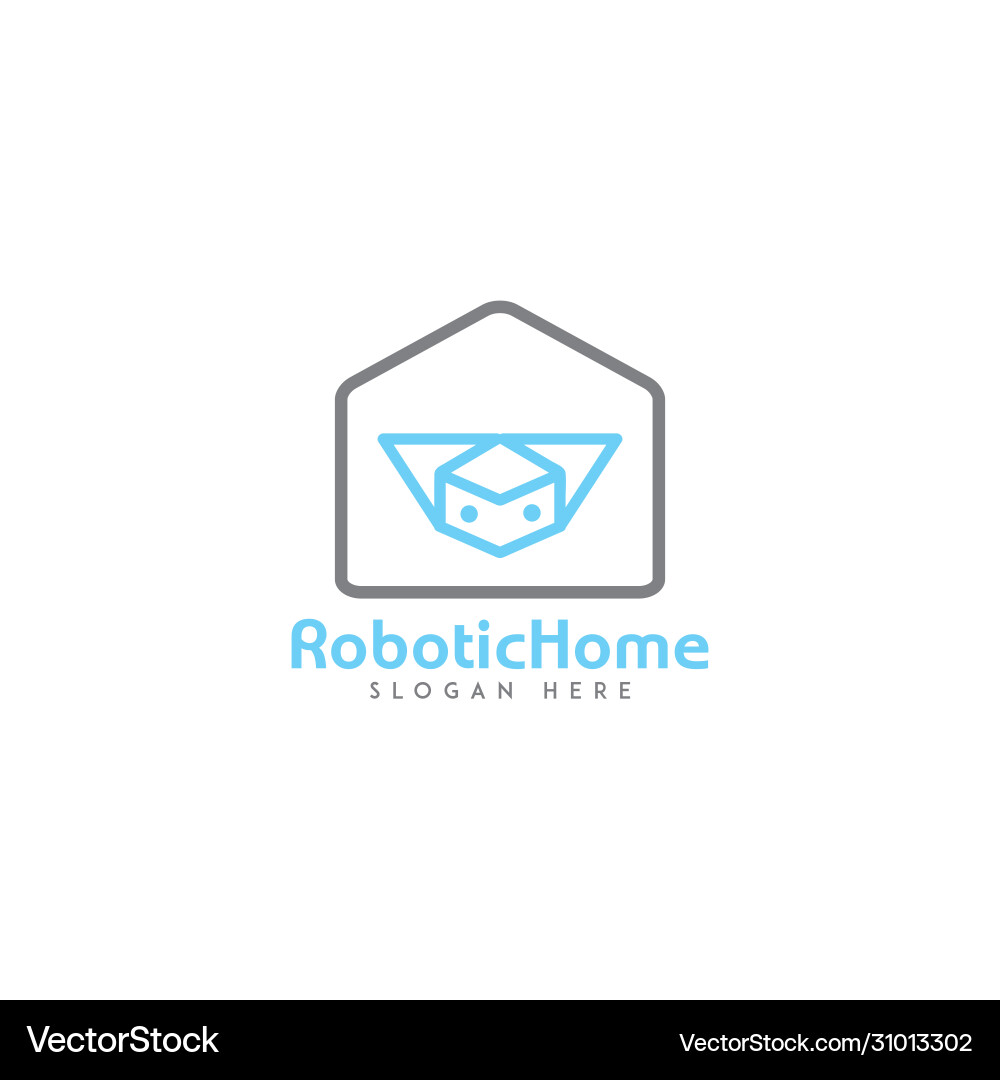 Robotic home logo design template for business Vector Image