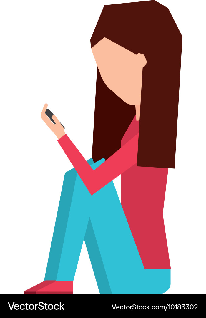 Woman female young using smartphone icon Vector Image