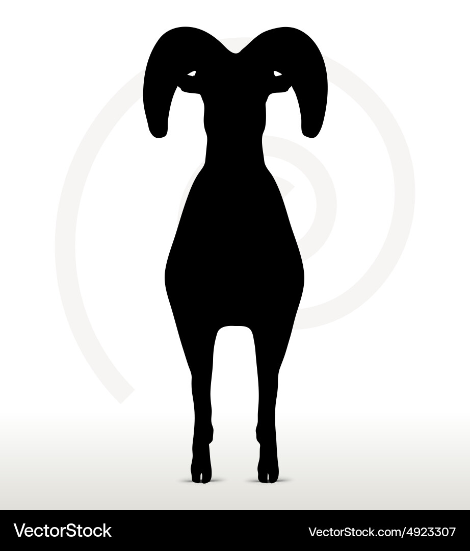 Big horn sheep silhouette in standing pose Vector Image