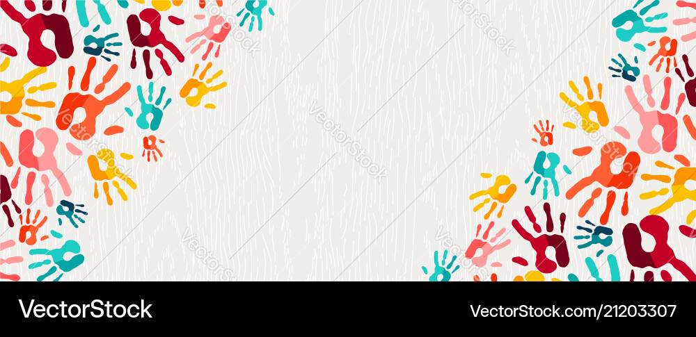Colorful hand print paint background art Vector Image