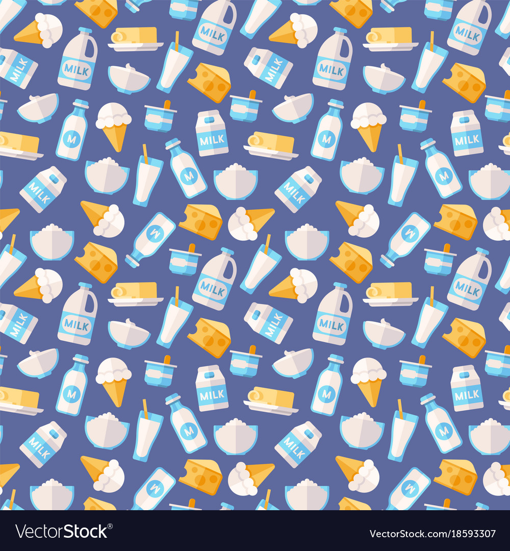 Dairy Milk Yogurt Cream Cheese Seamless Pattern Vector Image