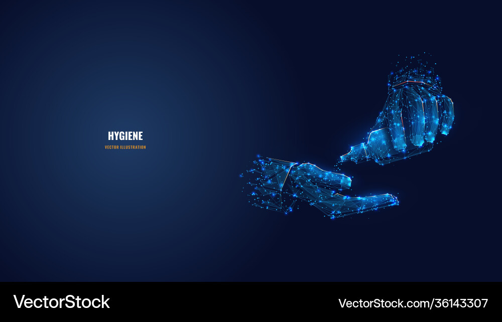 Digital hands and sanitizer as hygiene concept Vector Image