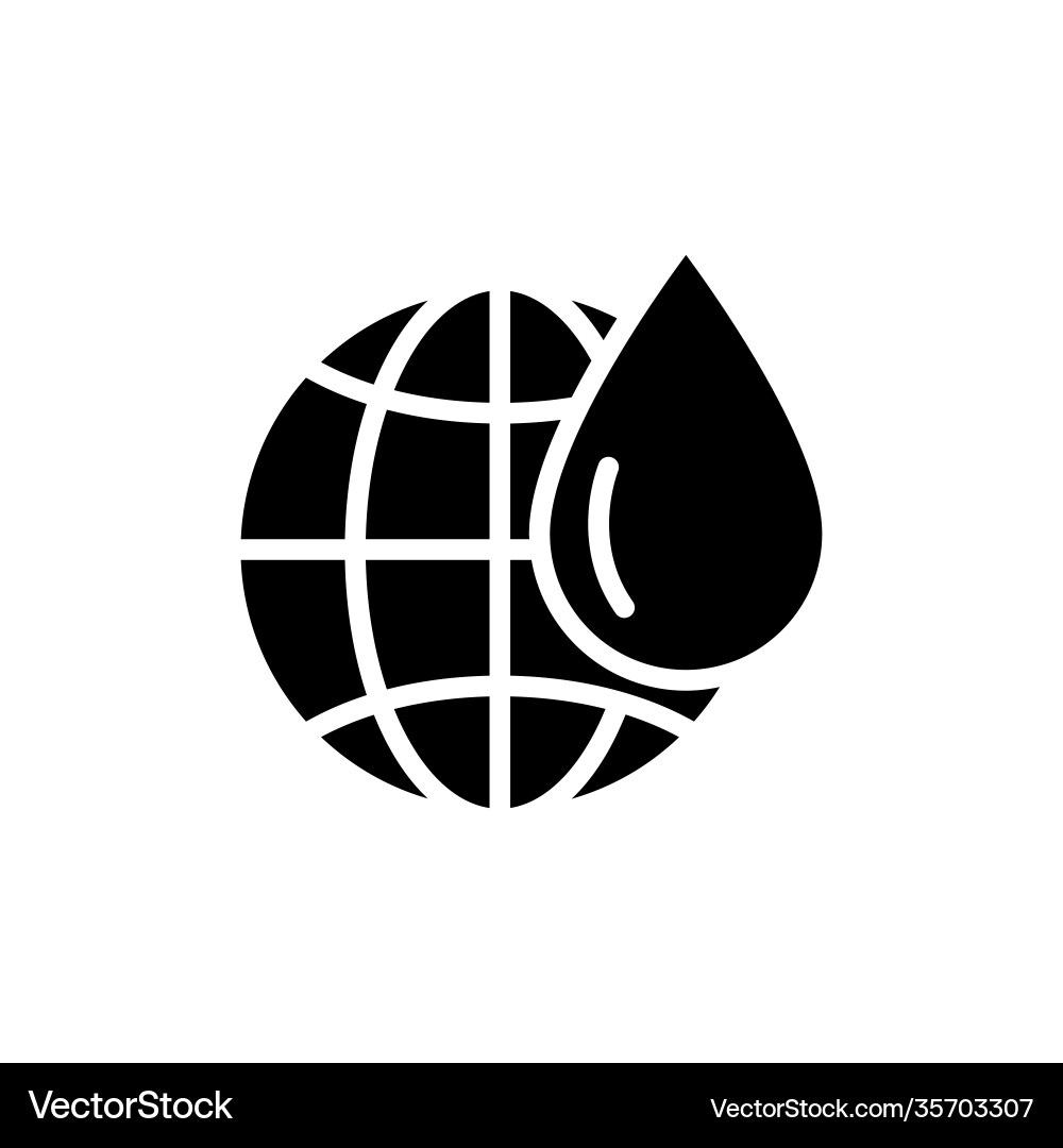 Earth icon with water drop wetlands icon simple Vector Image