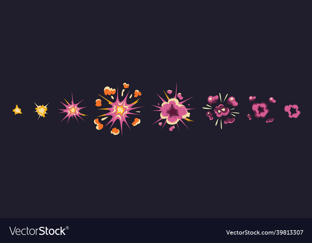 Explosion animation set Royalty Free Vector Image