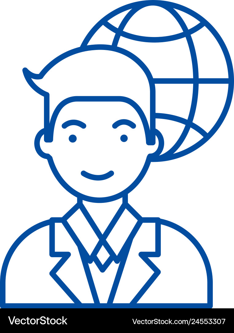 Global businessman line icon concept Royalty Free Vector