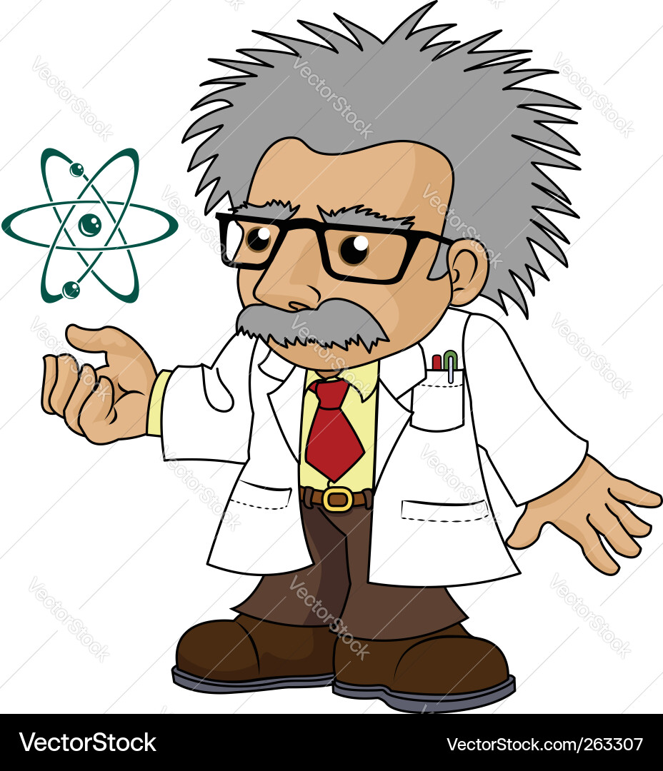 Illustration of nutty science professor Royalty Free Vector