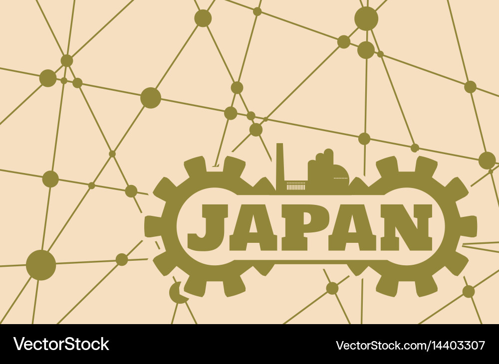 Japan word build in gear Royalty Free Vector Image