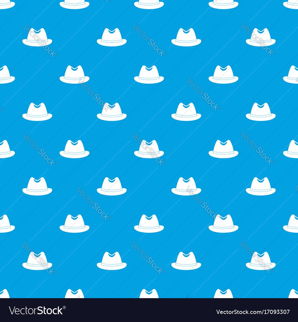 Man hat pattern seamless blue Royalty Free Vector Image
