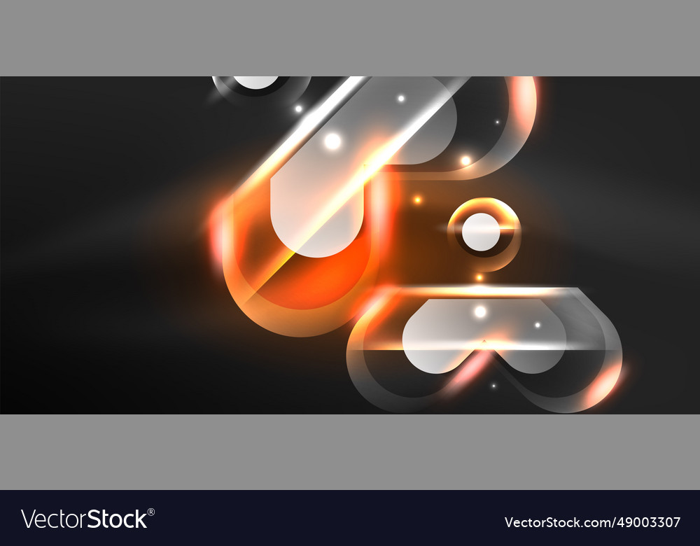 Neon glowing geometric shapes abstract Royalty Free Vector