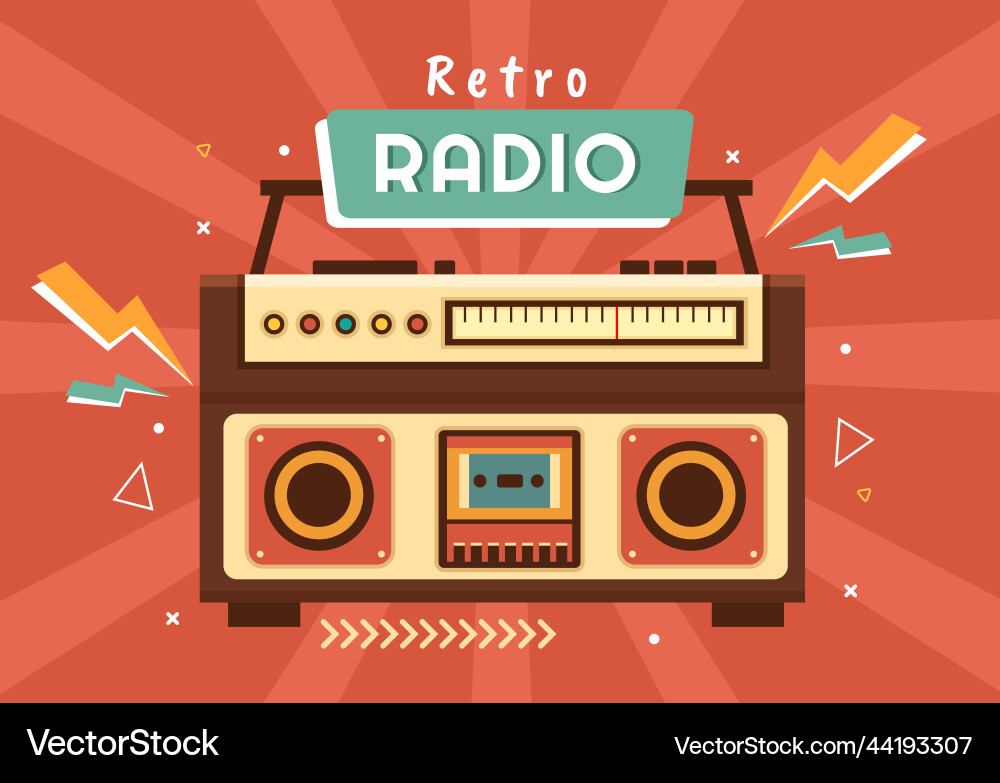 Retro radio player style for record old receiver Vector Image