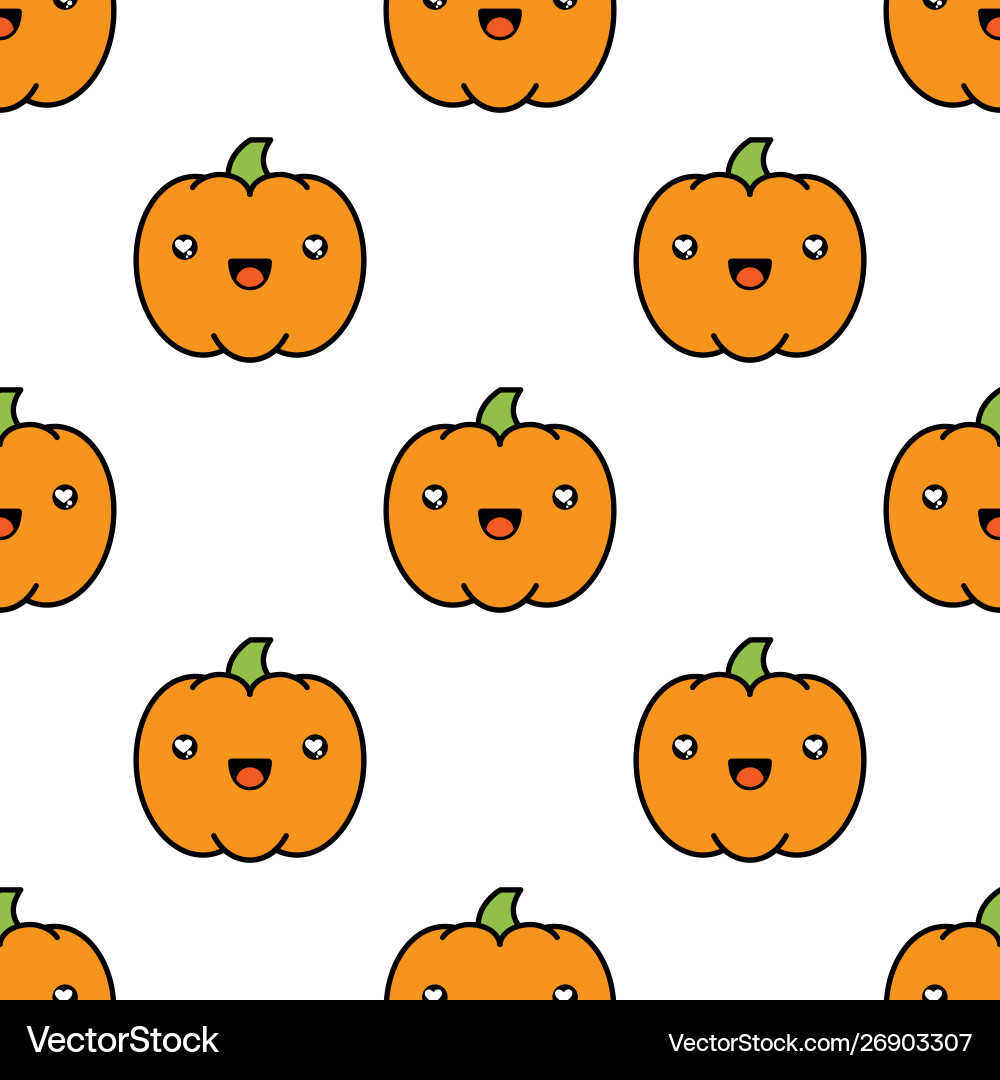 Seamless halloween pattern with pumpkins on white Vector Image