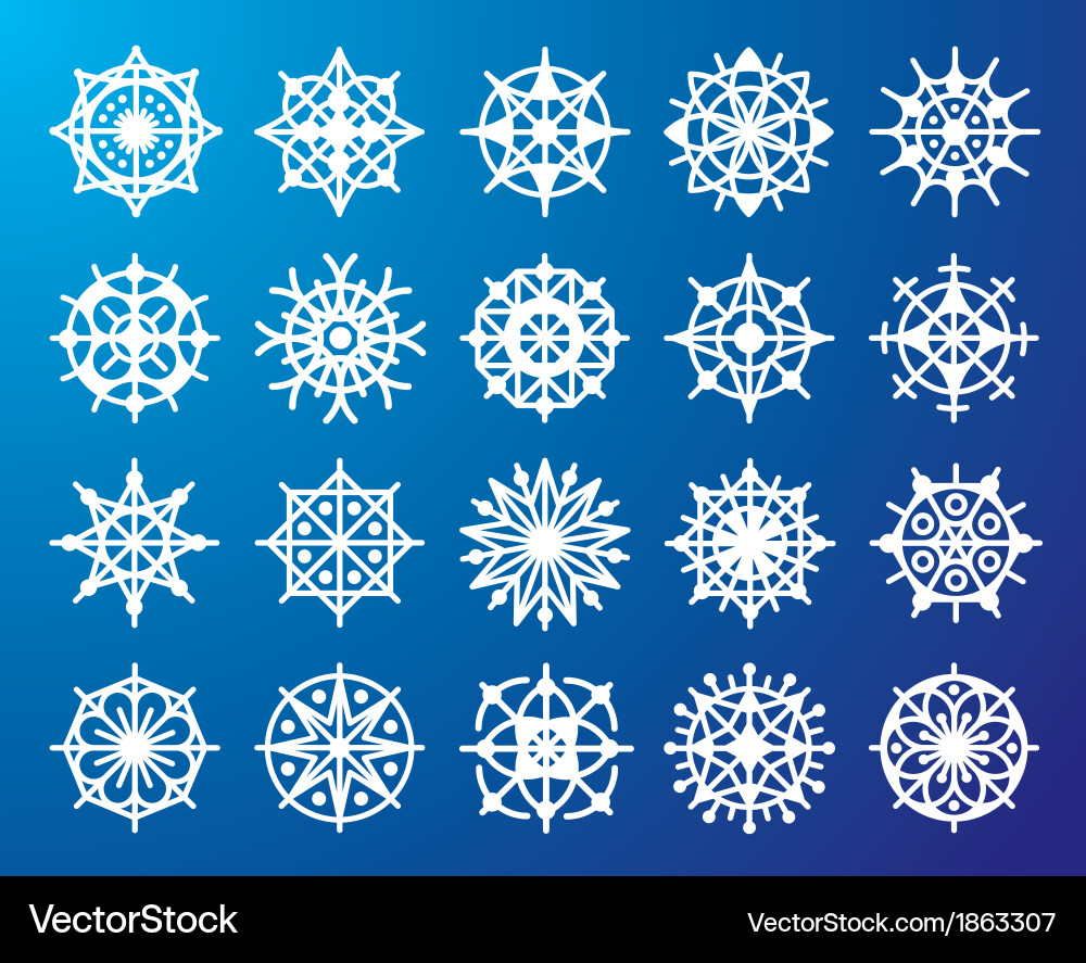 Set of white snowflakes Royalty Free Vector Image