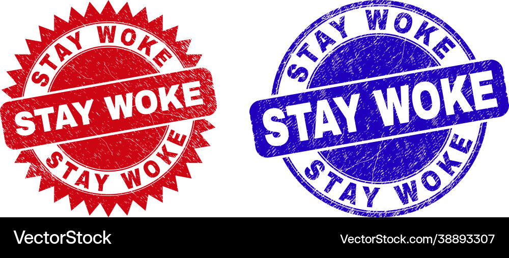 Stay woke rounded and rosette stamp seals with Vector Image