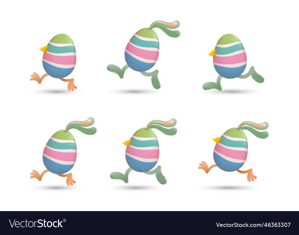 Stripe easter eggs run set Royalty Free Vector Image