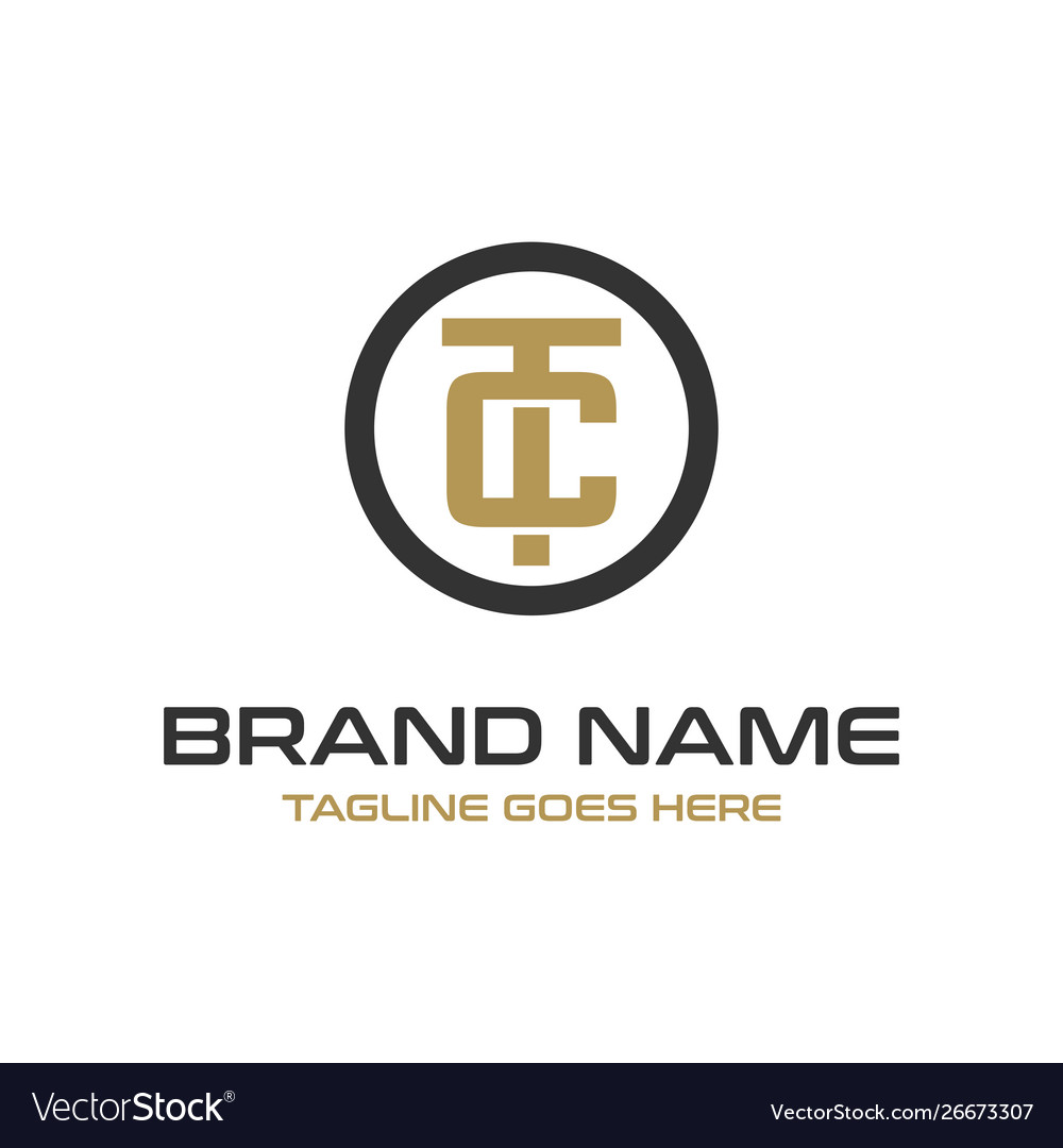 Tc initial circle logo design Royalty Free Vector Image