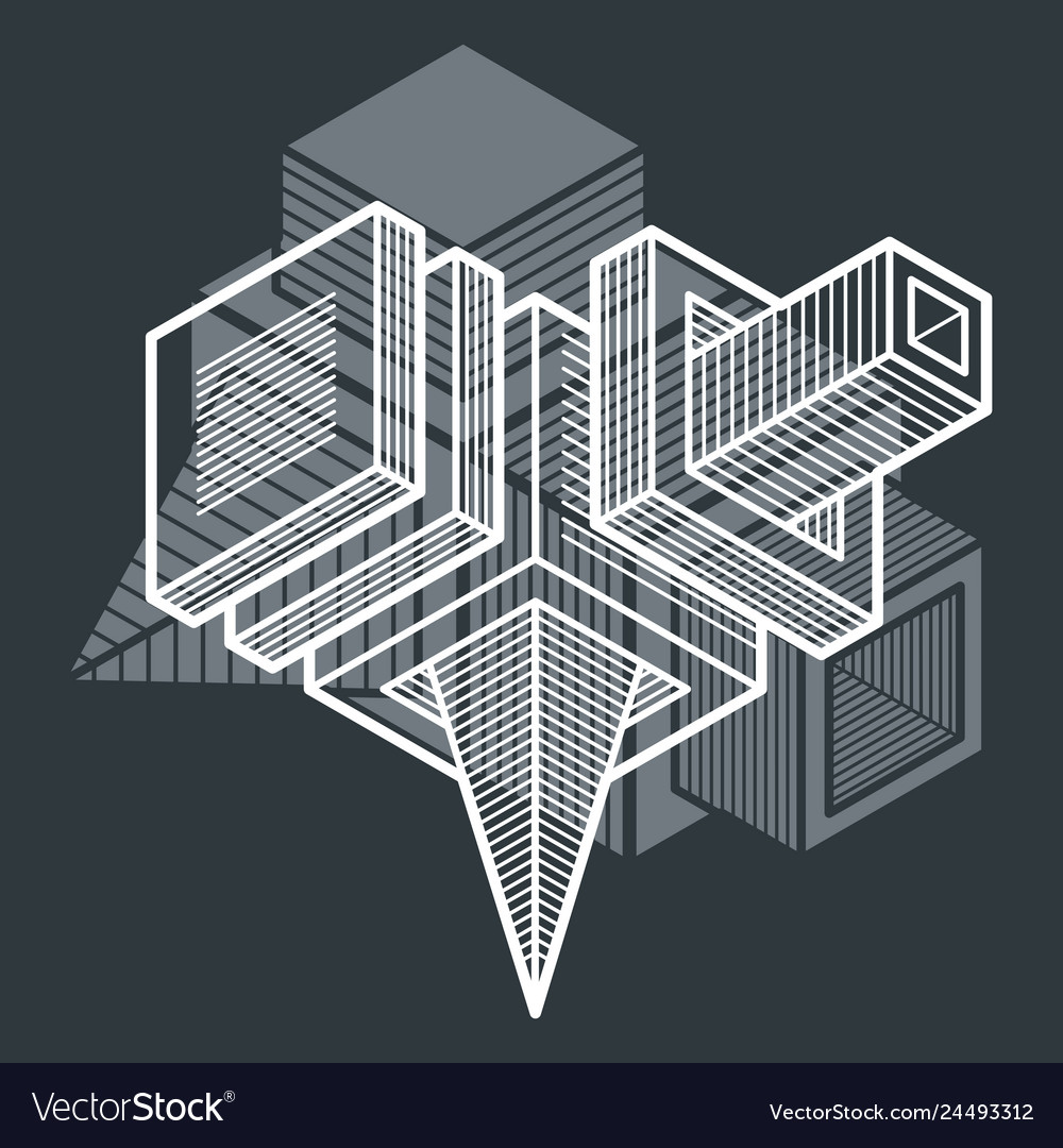 Abstract three-dimensional shape design cube Vector Image