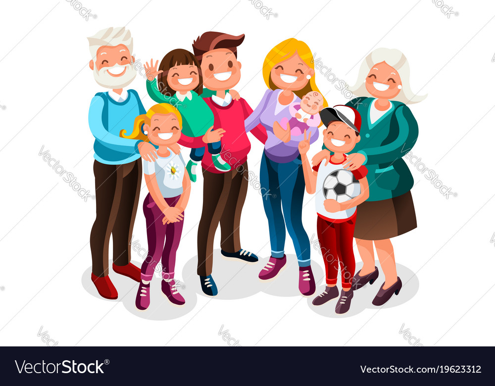 Baby big family portrait Royalty Free Vector Image