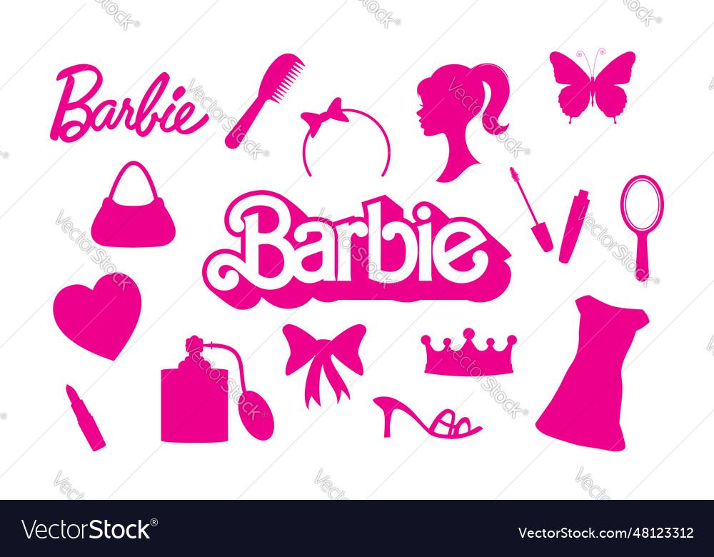 Barbie doll elements Royalty Free Vector Image