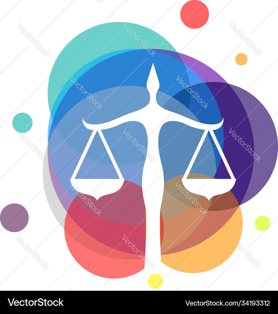 Colorful law scale symbol arbitrator Royalty Free Vector