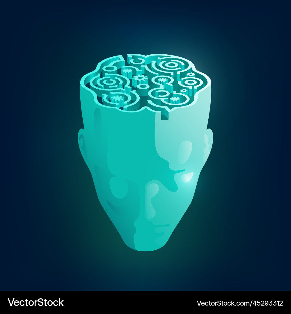 Concept of mind control a man with maze head Vector Image
