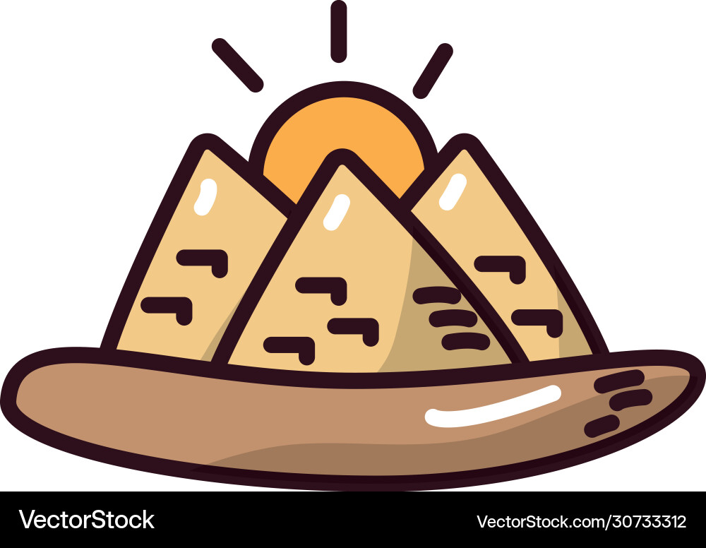 Desert egypt pyramids scene fill style icon Vector Image