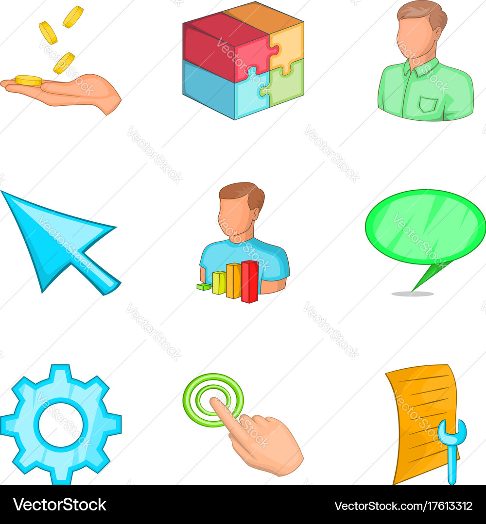 Examiner icons set cartoon style Royalty Free Vector Image