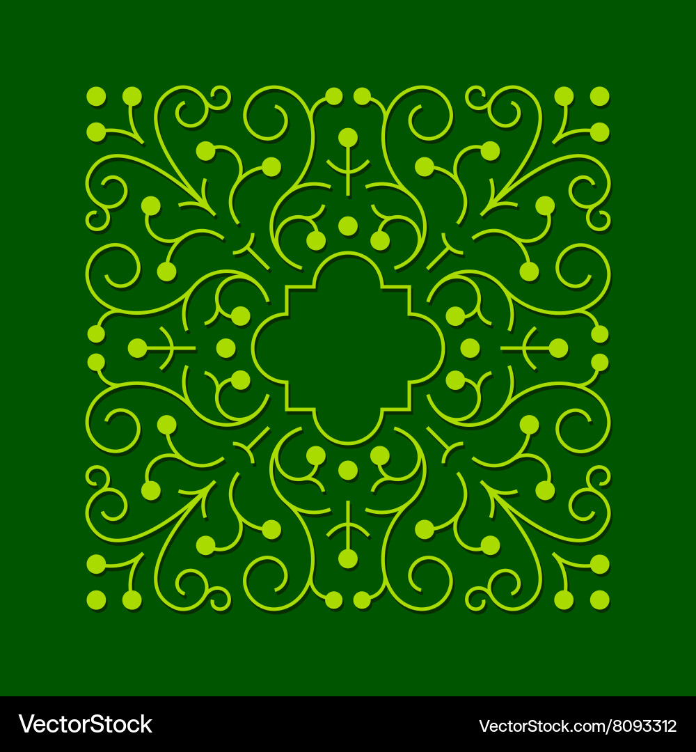 Floral square green frame Royalty Free Vector Image