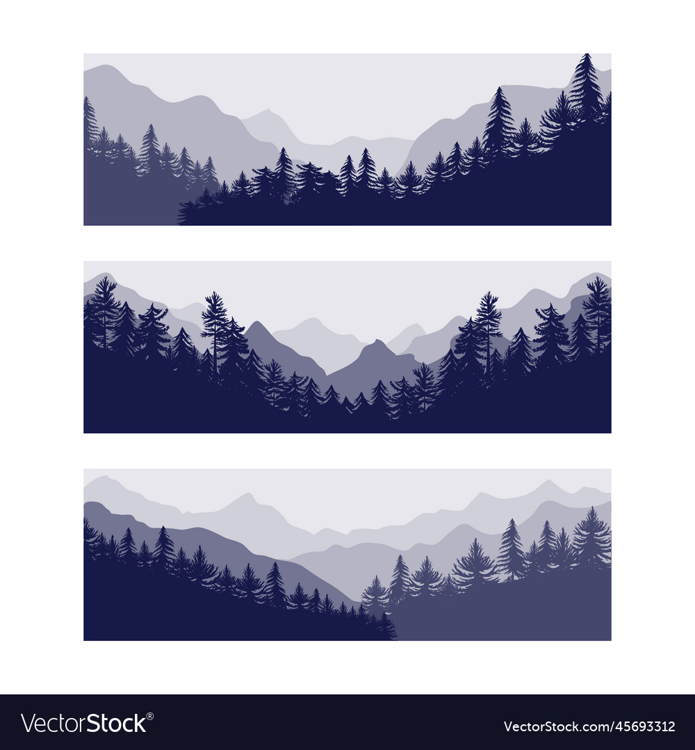 Forest pine trees silhouette mountains simple Vector Image Forest pine trees silhouette mountains simple Vector Image