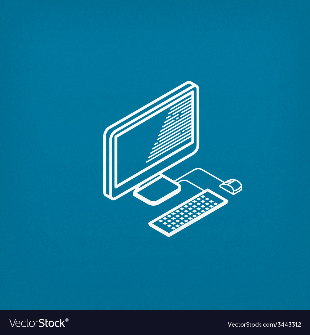 Isometric icon of computer Royalty Free Vector Image
