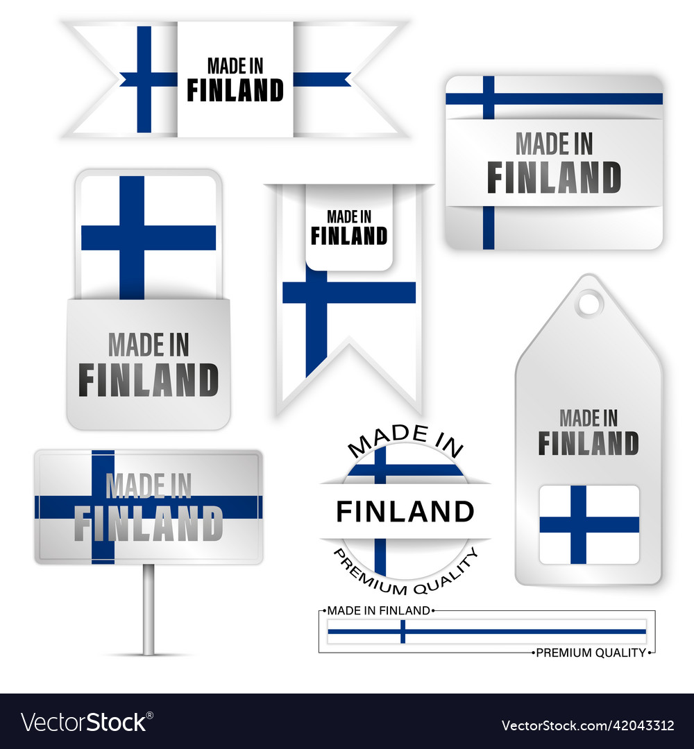 Made in finland graphics and labels set Royalty Free Vector