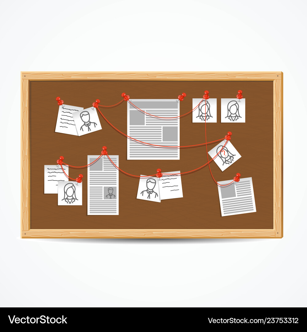 Realistic 3d detailed investigation board or Vector Image