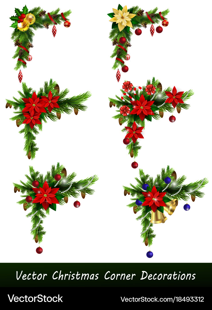 Set of christmas corner decorations Royalty Free Vector
