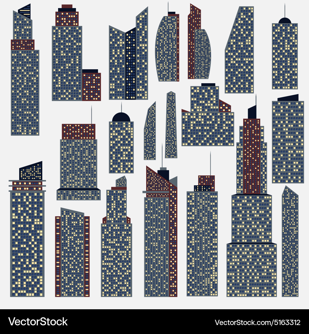 Set of detailed skyscraper Royalty Free Vector Image